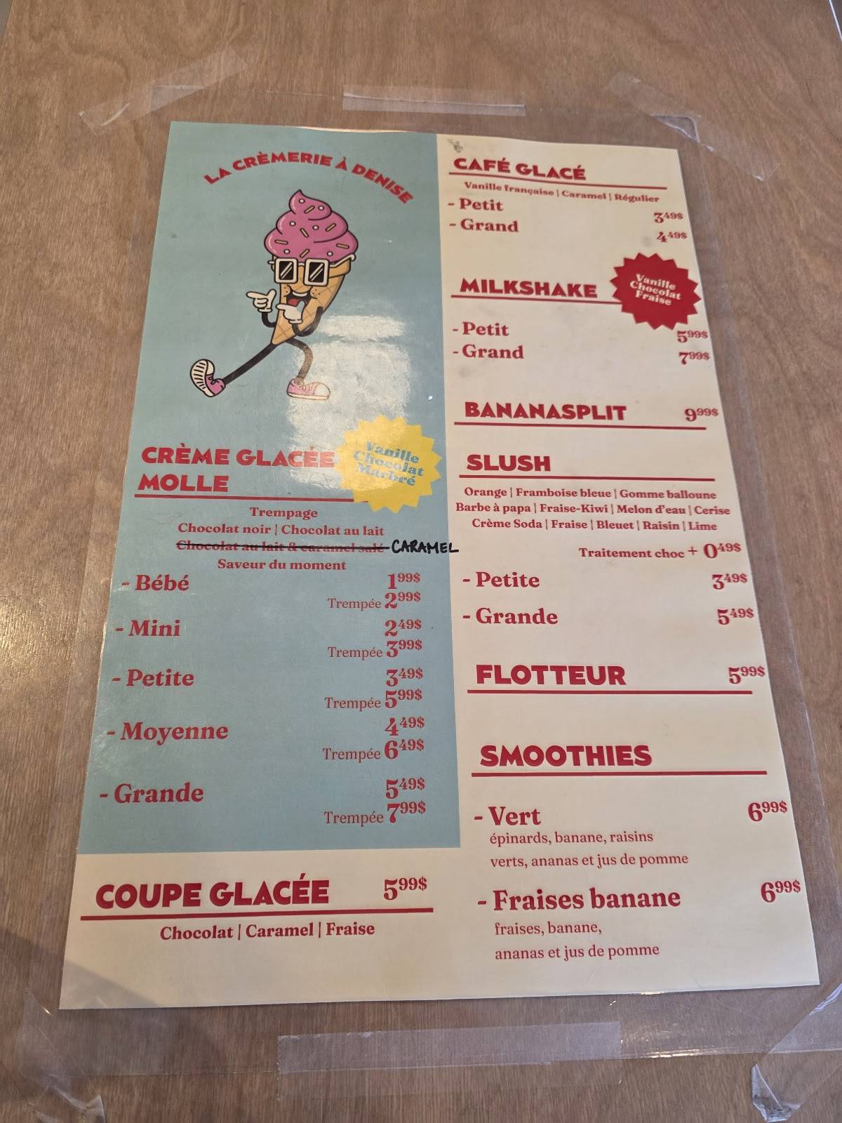 Menu at Chez Denise restaurant, Shannon