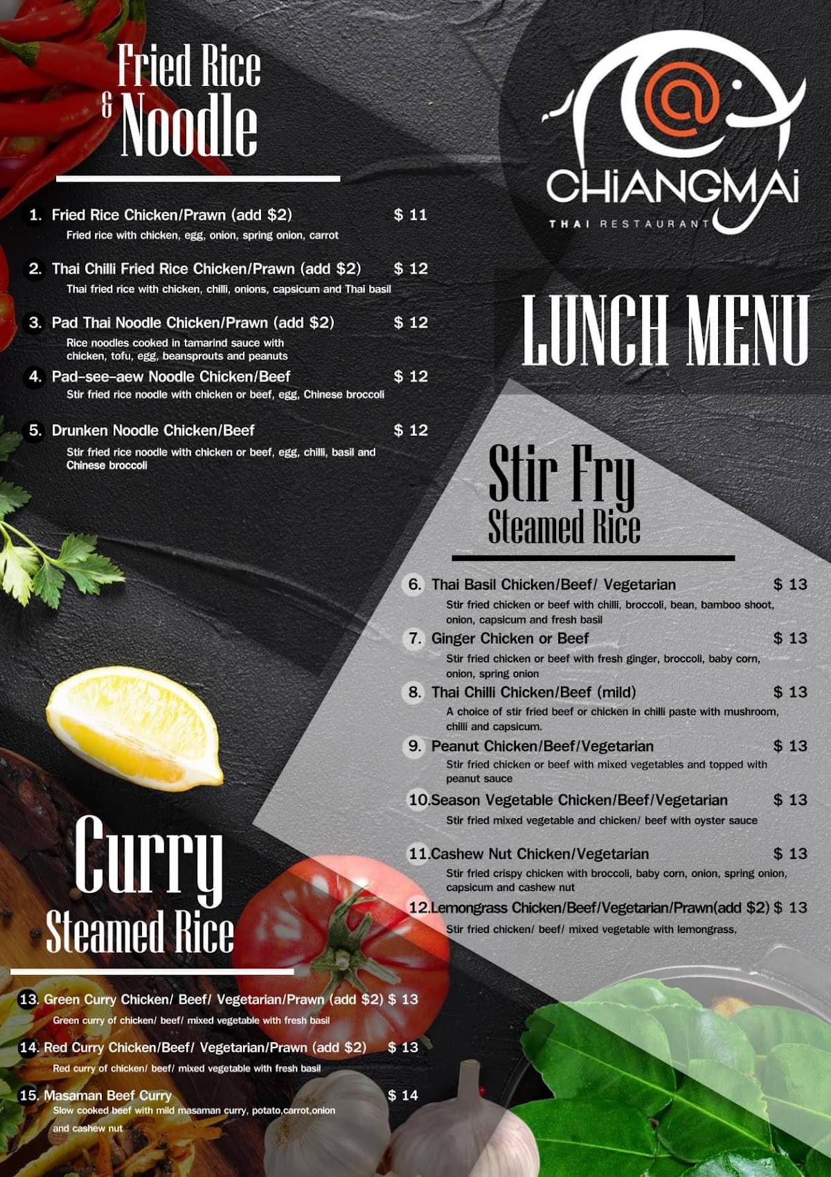 Menu at @Chiangmai Thai Restaurant, Findon