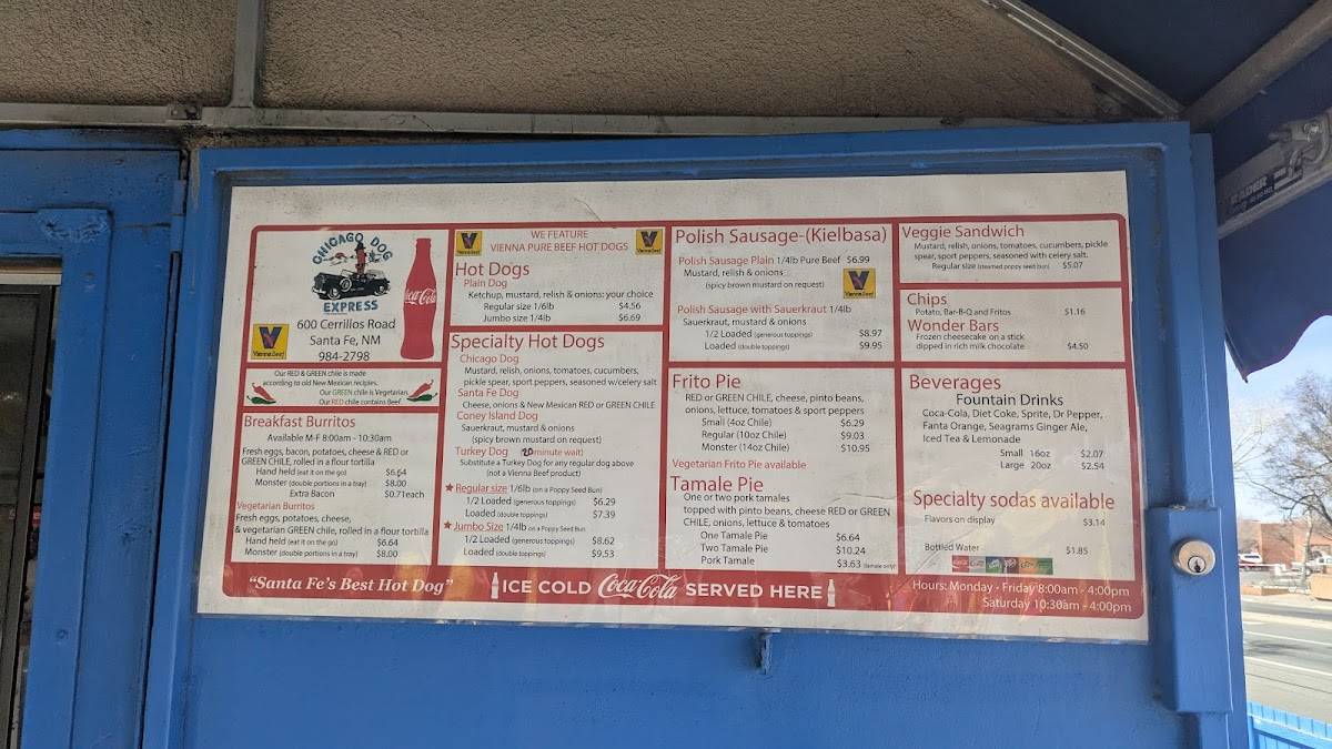 Menu at Chicago Dog Express restaurant, Santa Fe, 600 Cerrillos Rd
