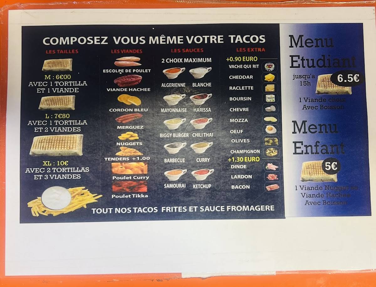 Menu au NAAN CHICK restaurant, Chilly-Mazarin