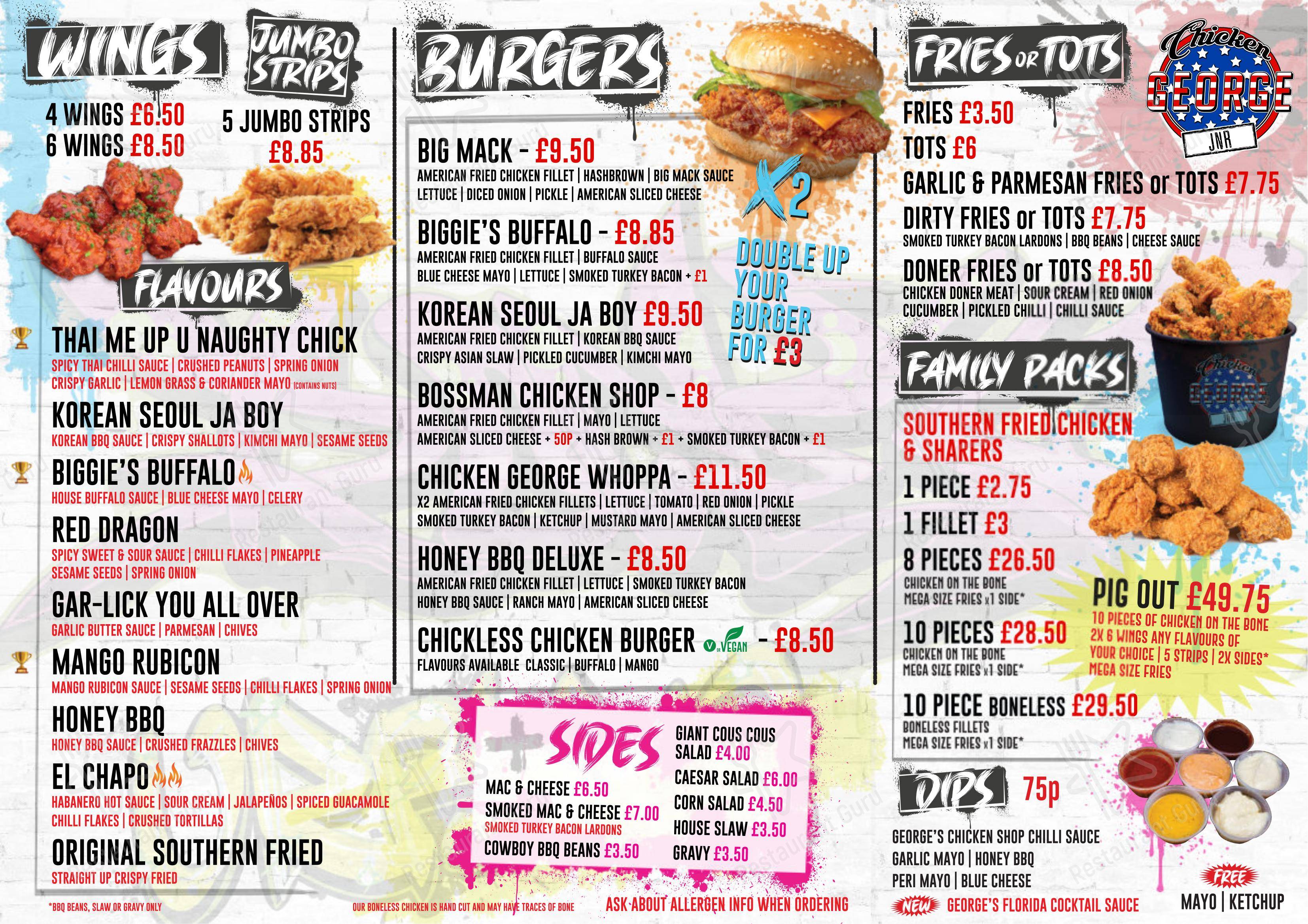 Menu at Chicken George Jnr fast food, Hitchin
