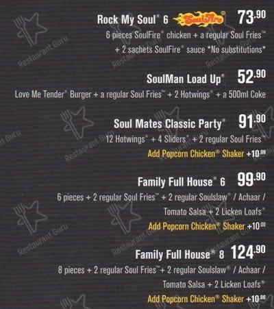 Menu au Chicken Licken restaurant, Pretoria, SHOP 34A