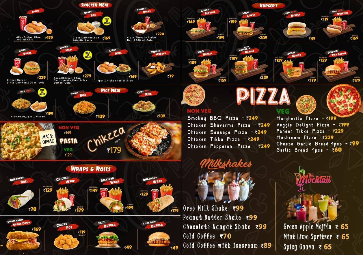 Menu at Chickos Fried Chicken, Kollam, Beach Rd