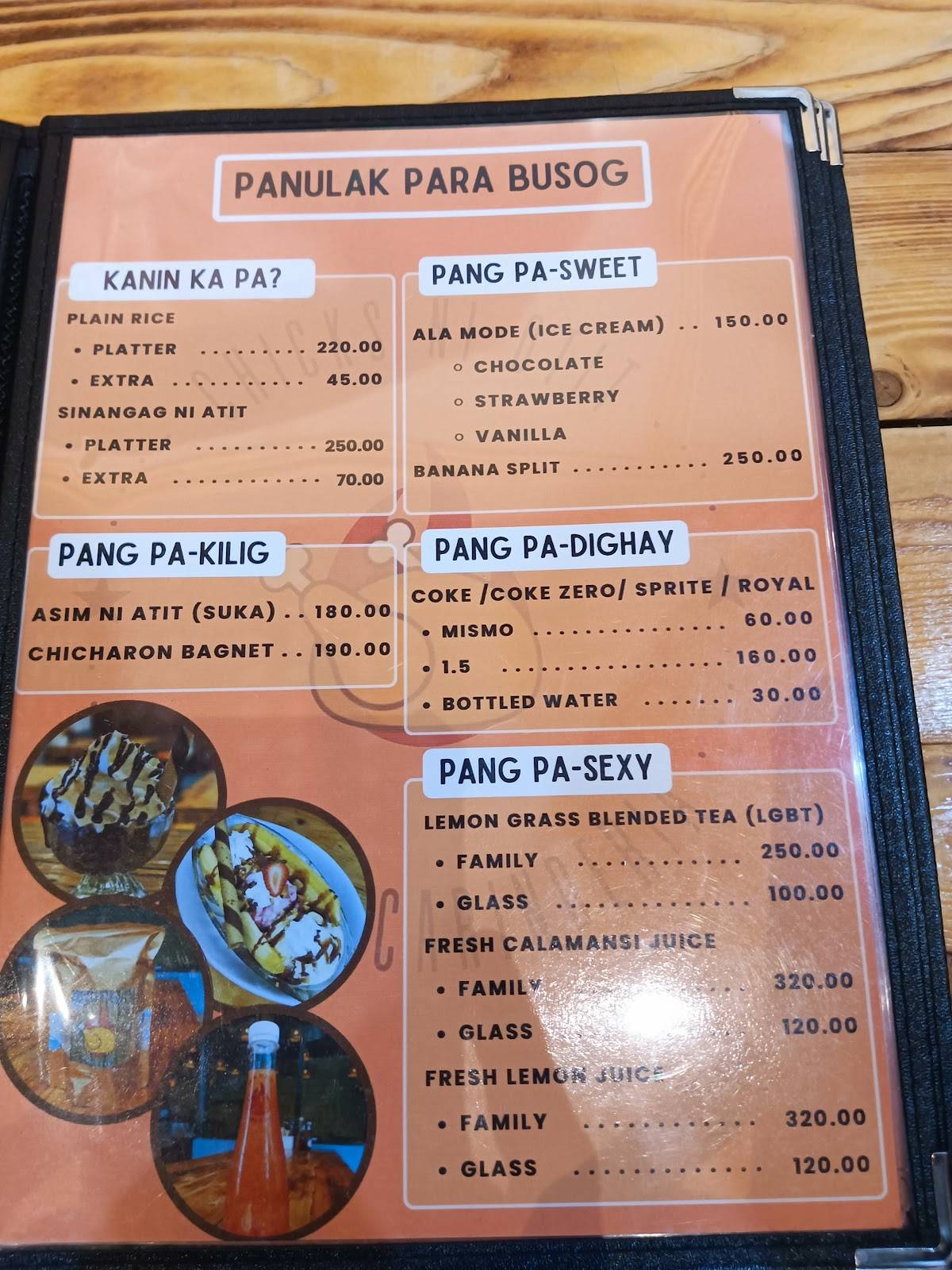 Menu at Chicks ni Otit Tagaytay restaurant, Tagaytay
