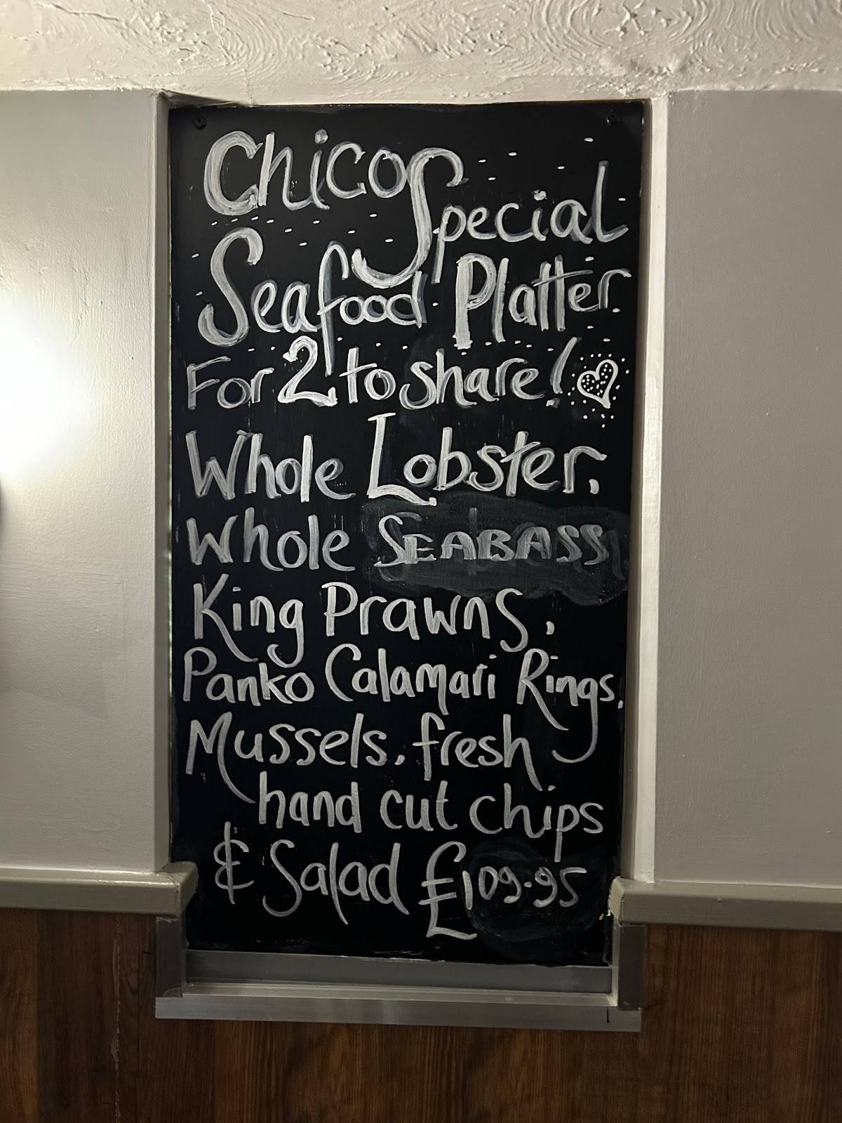 Menu at Chico's Restaurant, Great Yarmouth