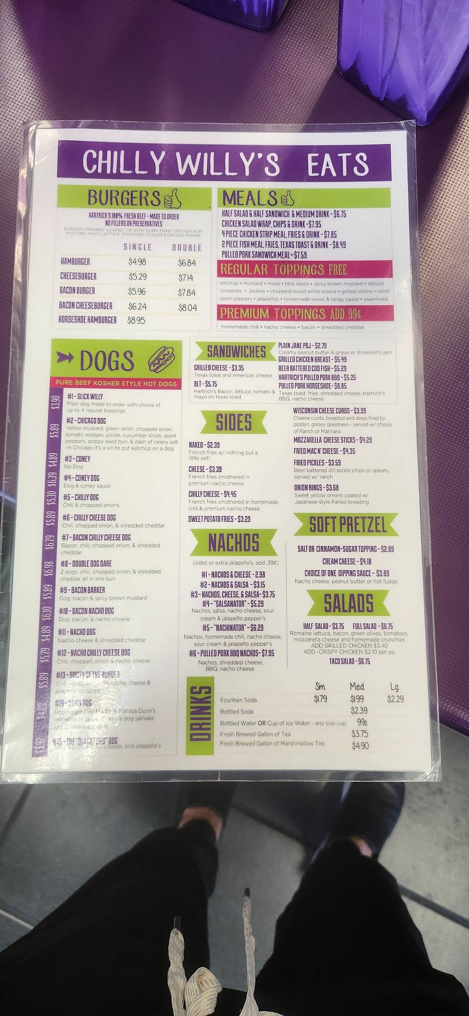 Menu at Chilly Willy's Ice Creams & Grill restaurant, Olney