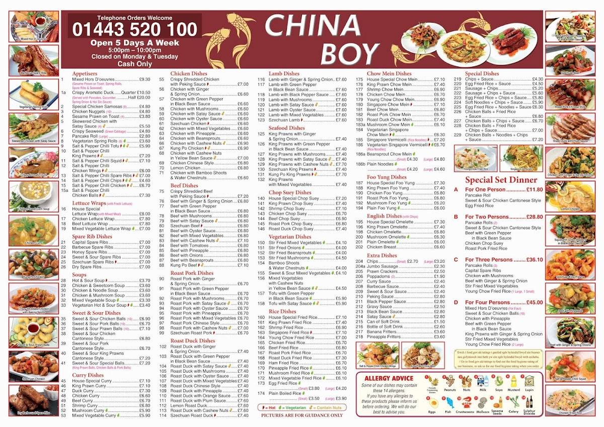 Menu at China Boy restaurant, Hengoed