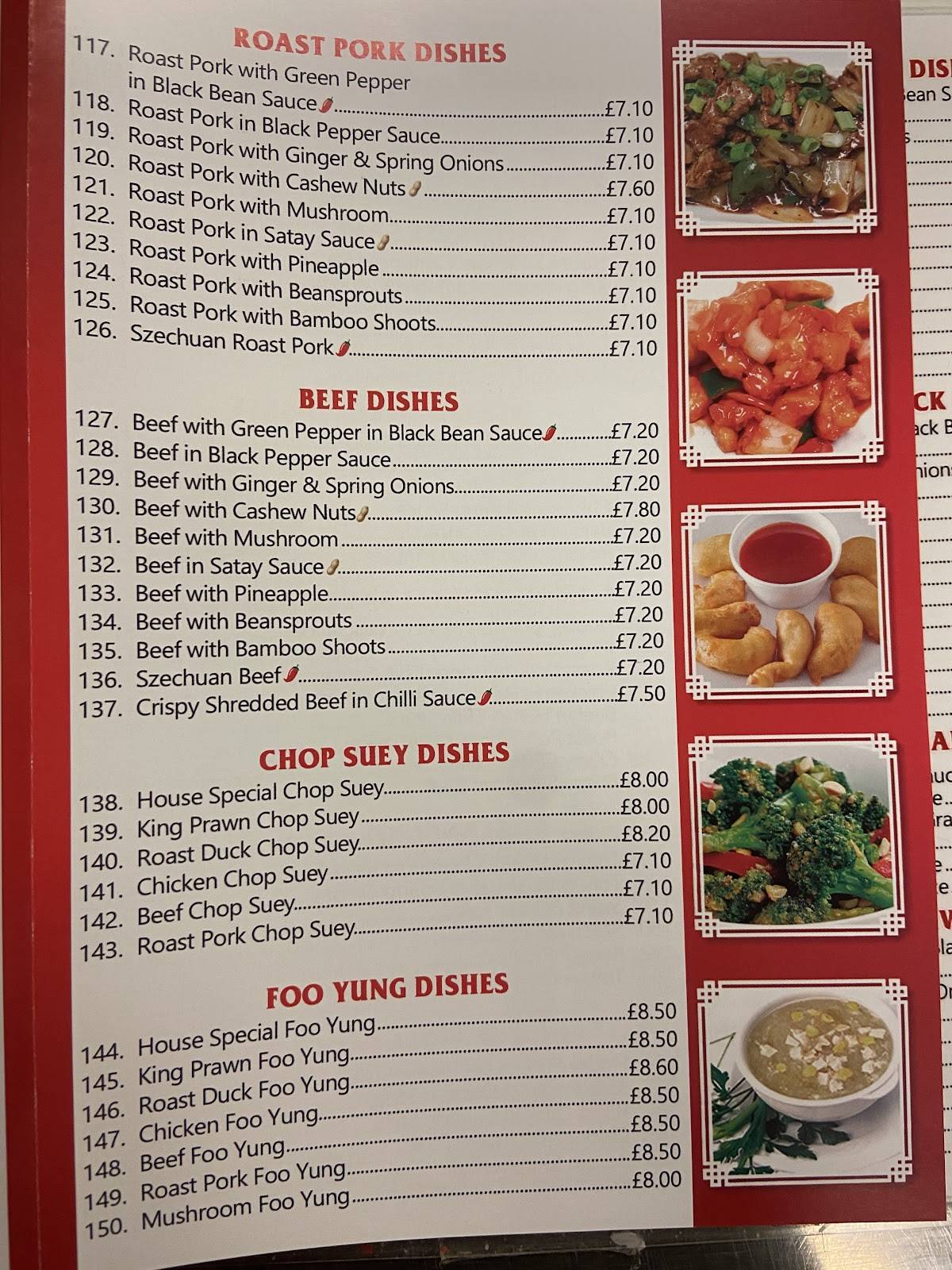 Menu at China Town restaurant, Hesketh Bank