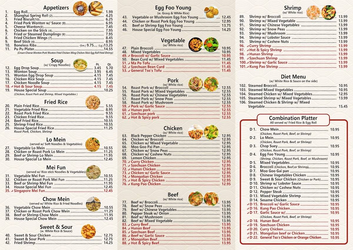 Menu at China Town restaurant, Saint Peter