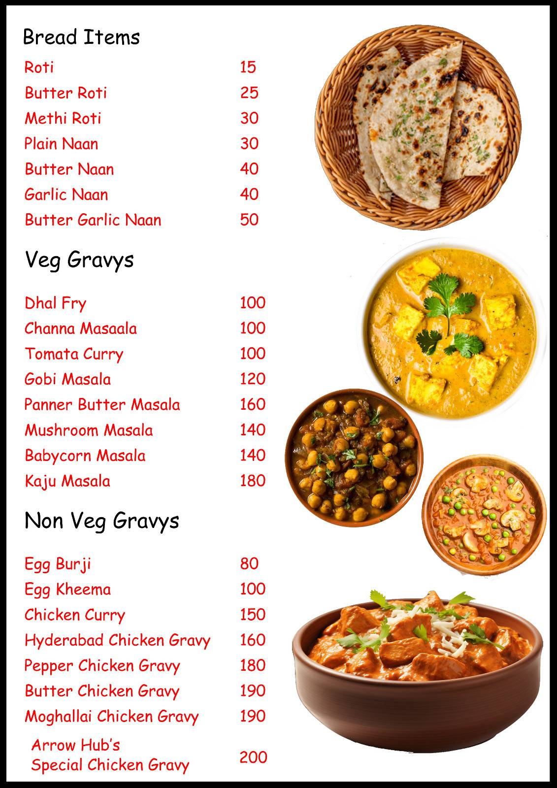 Menu at Arrow Hub (Authentic pizza), Chittoor