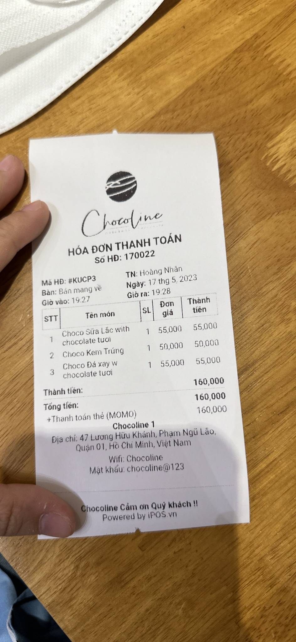 Menu at Chocoline Cafe & Chocolate, Ho Chi Minh City