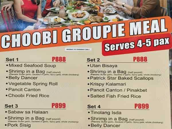 Menu at Choobi Choobi restaurant, Cebu City, 2nd Floor