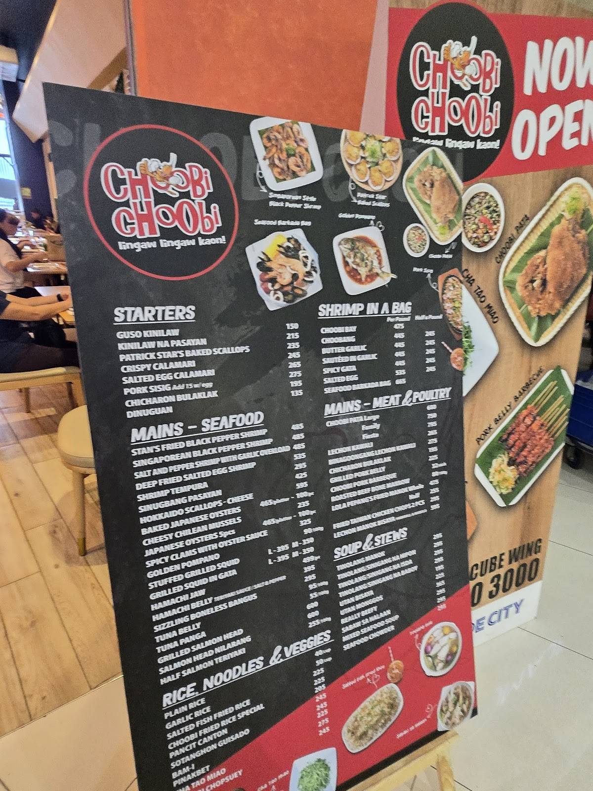 Menu at Choobi Choobi restaurant, Cebu City, 2nd Floor