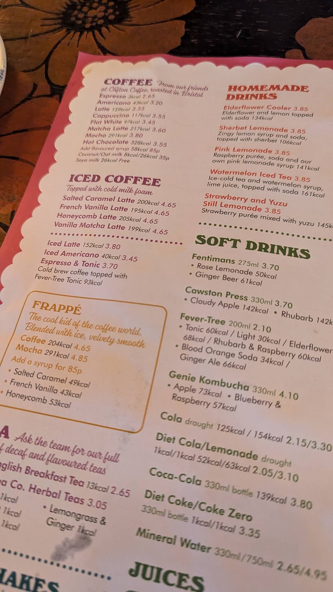 Menu at Calico Lounge restaurant, Chorley