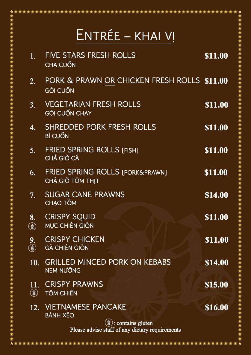 Menu at 5 Star restaurant, Christchurch, 250 Clyde Rd
