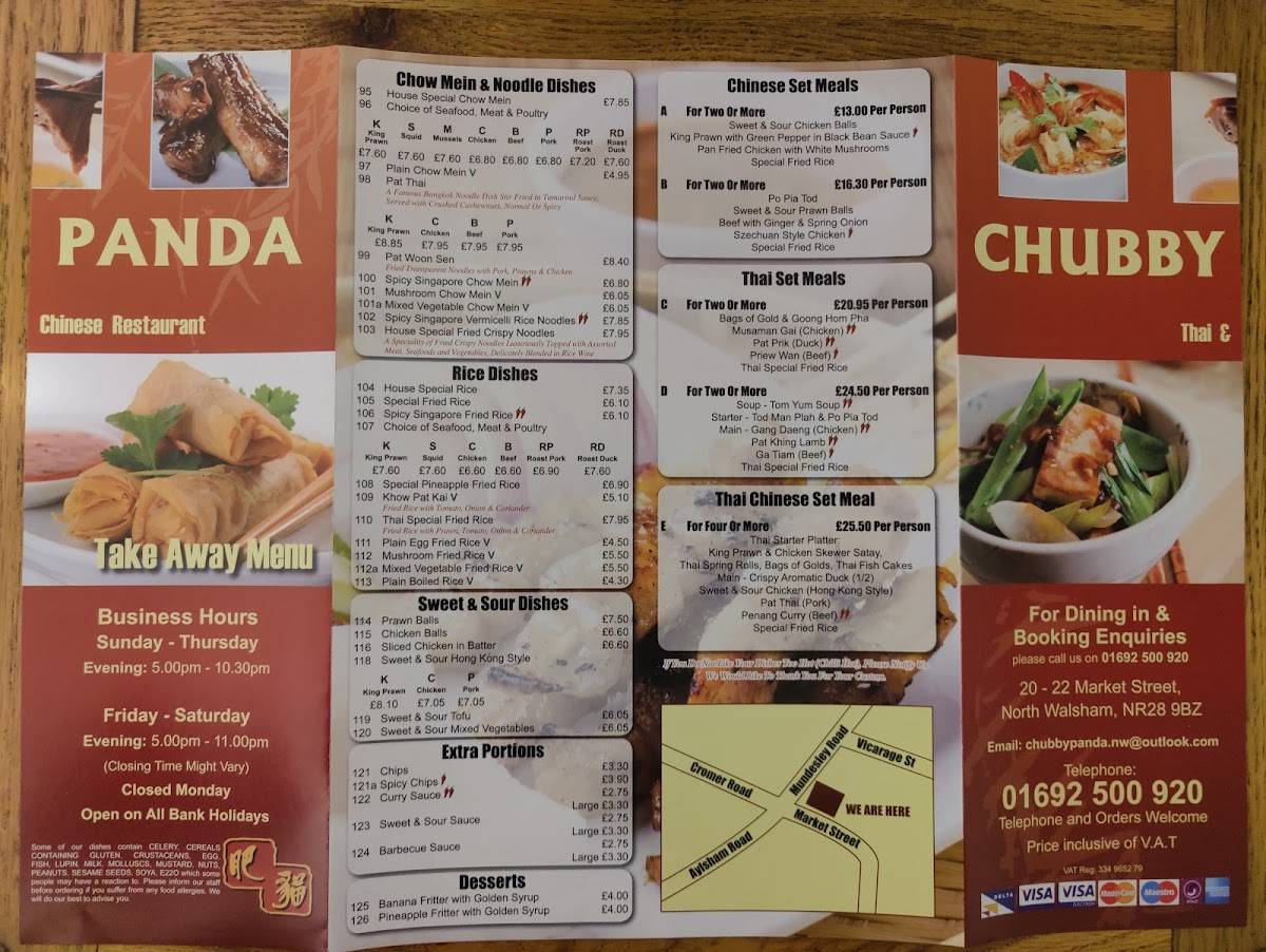 Menu at Chubby Panda restaurant, North Walsham