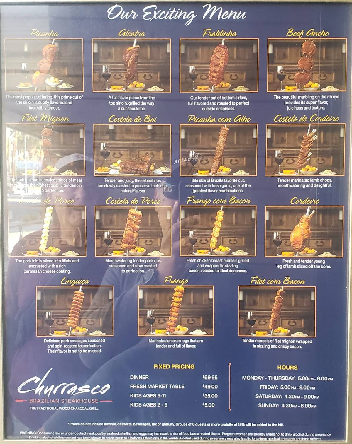 Menu at Churrasco Brazilian Steakhouse, Palm Springs