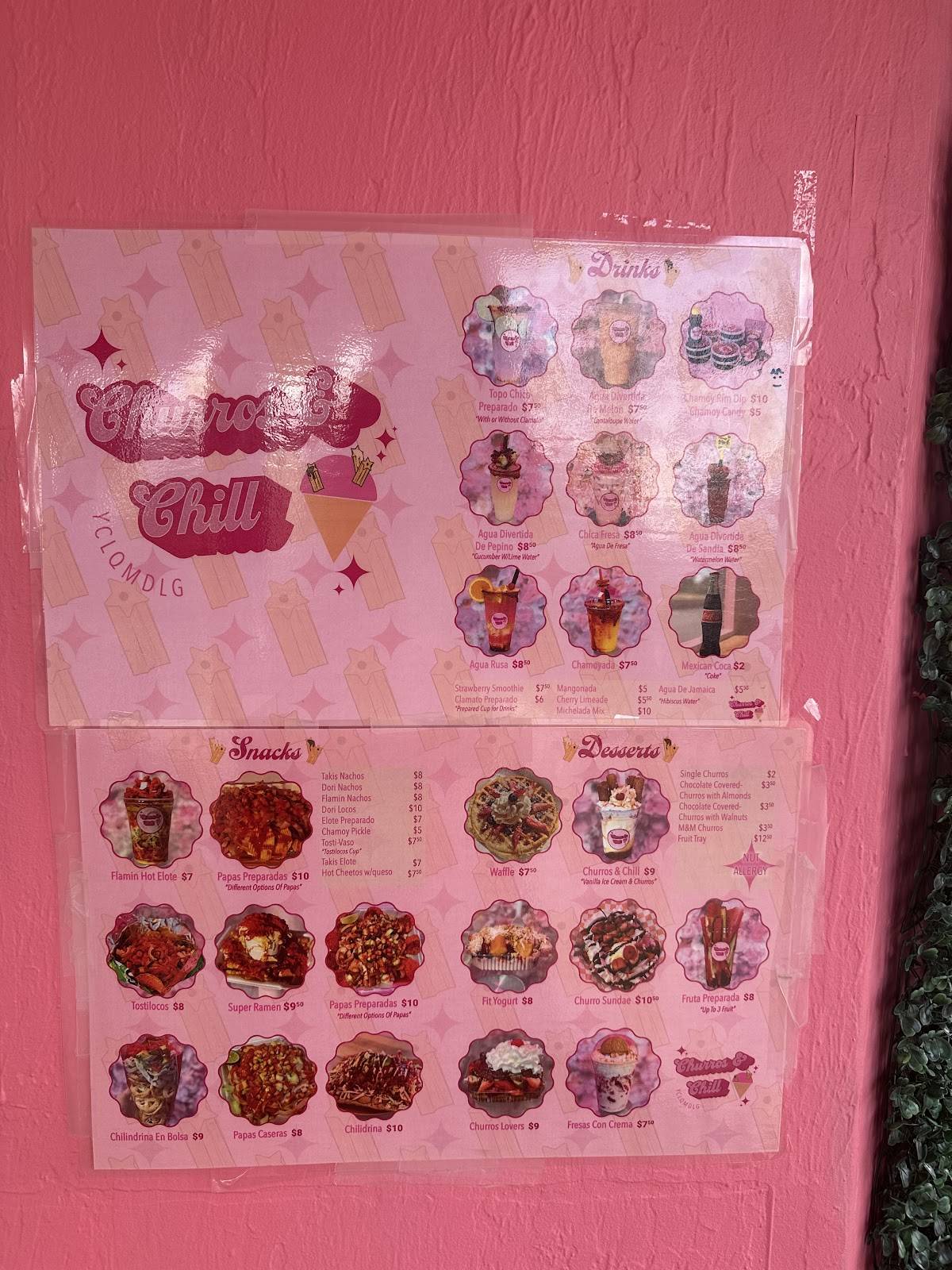Menu at Churros and Chill restaurant, El Reno