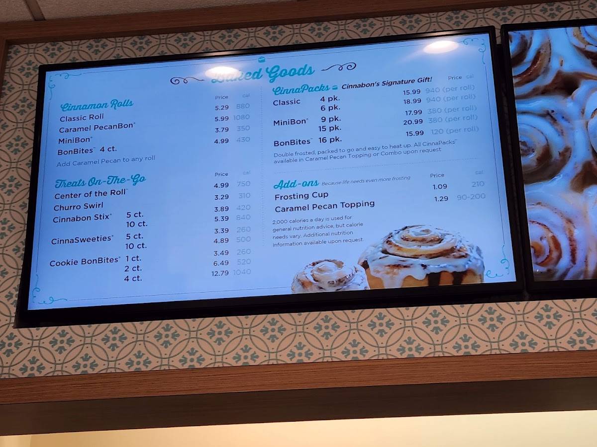 Carta de Cinnabon, Lexington, 3401 Nicholasville Rd
