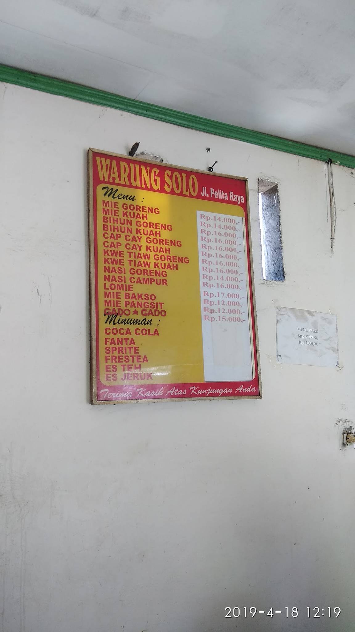 Menu at Citra solo restaurant, Makassar, Jl. Pelita Raya No.3 Blok 8