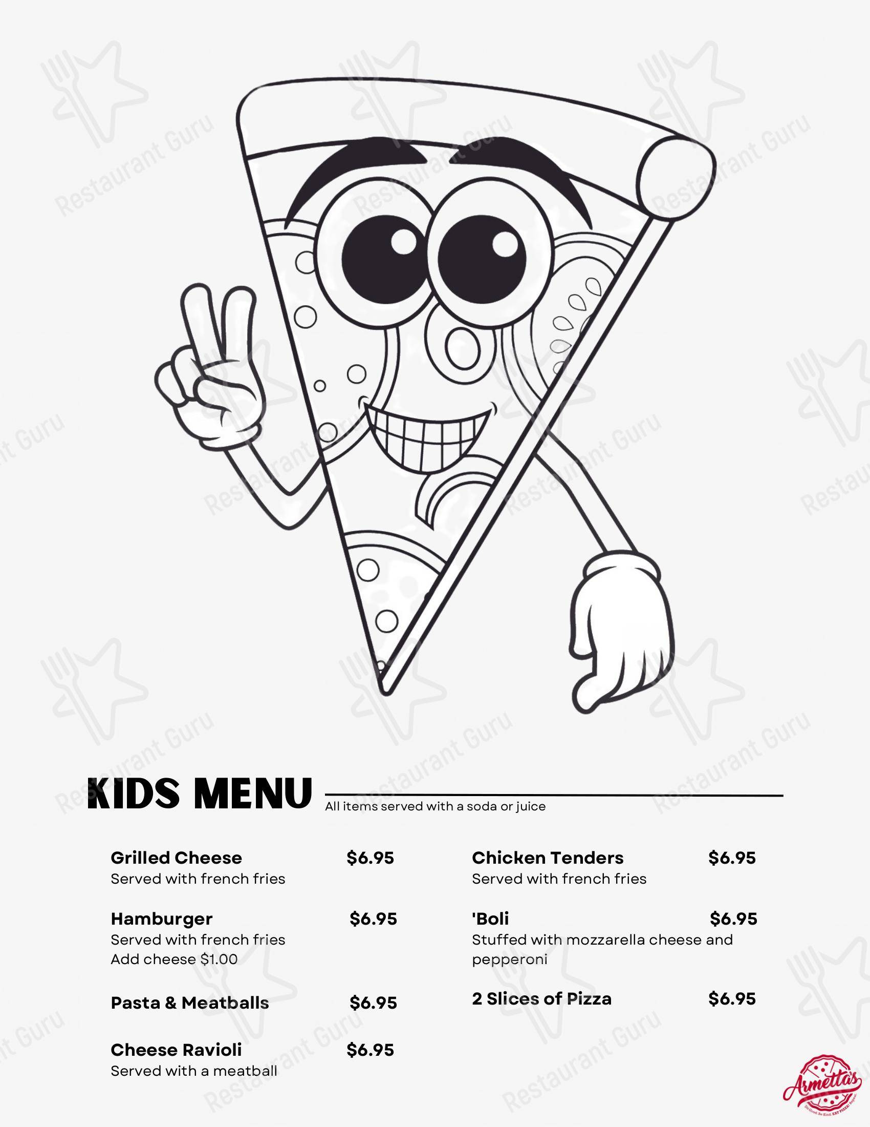 Menu at Armetta's Restaurant & Pizza, Clarks Summit