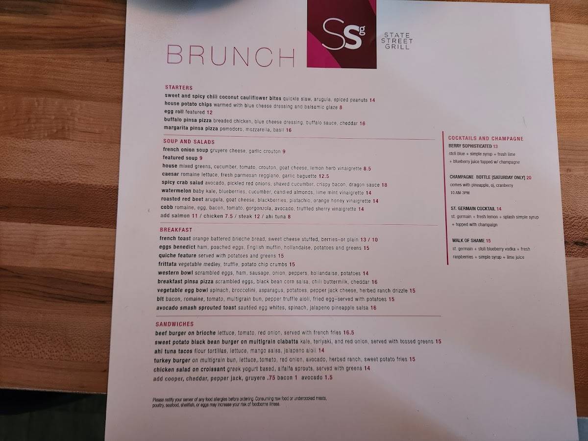 Menu at State Street Grill pub & bar, Clarks Summit