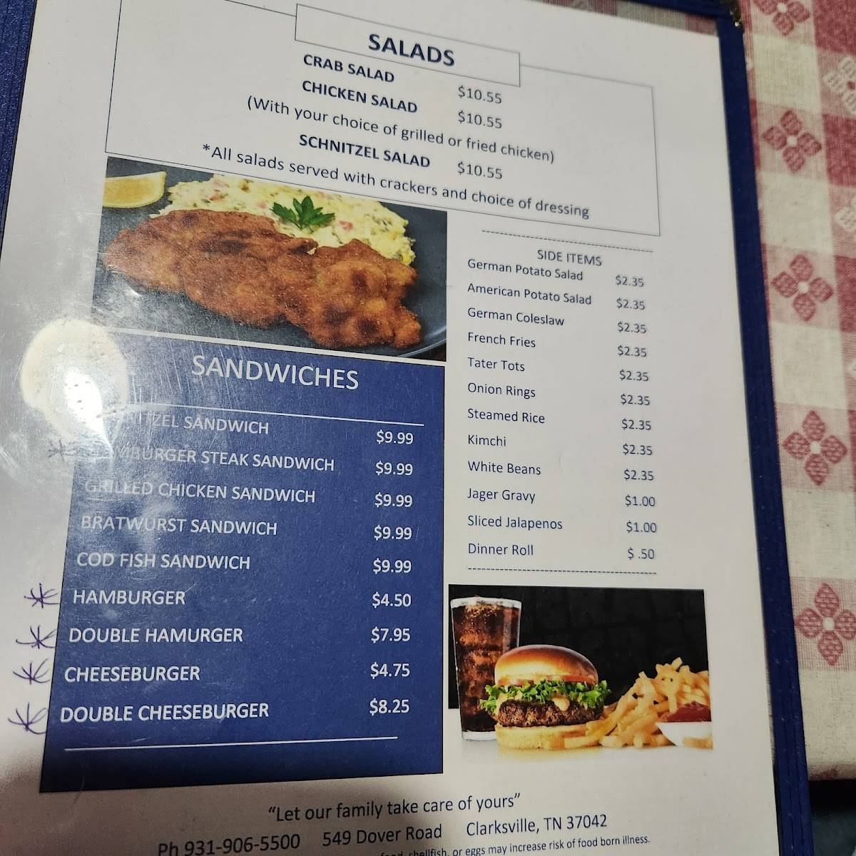 Menu at Campbell's Kitchen restaurant, Clarksville