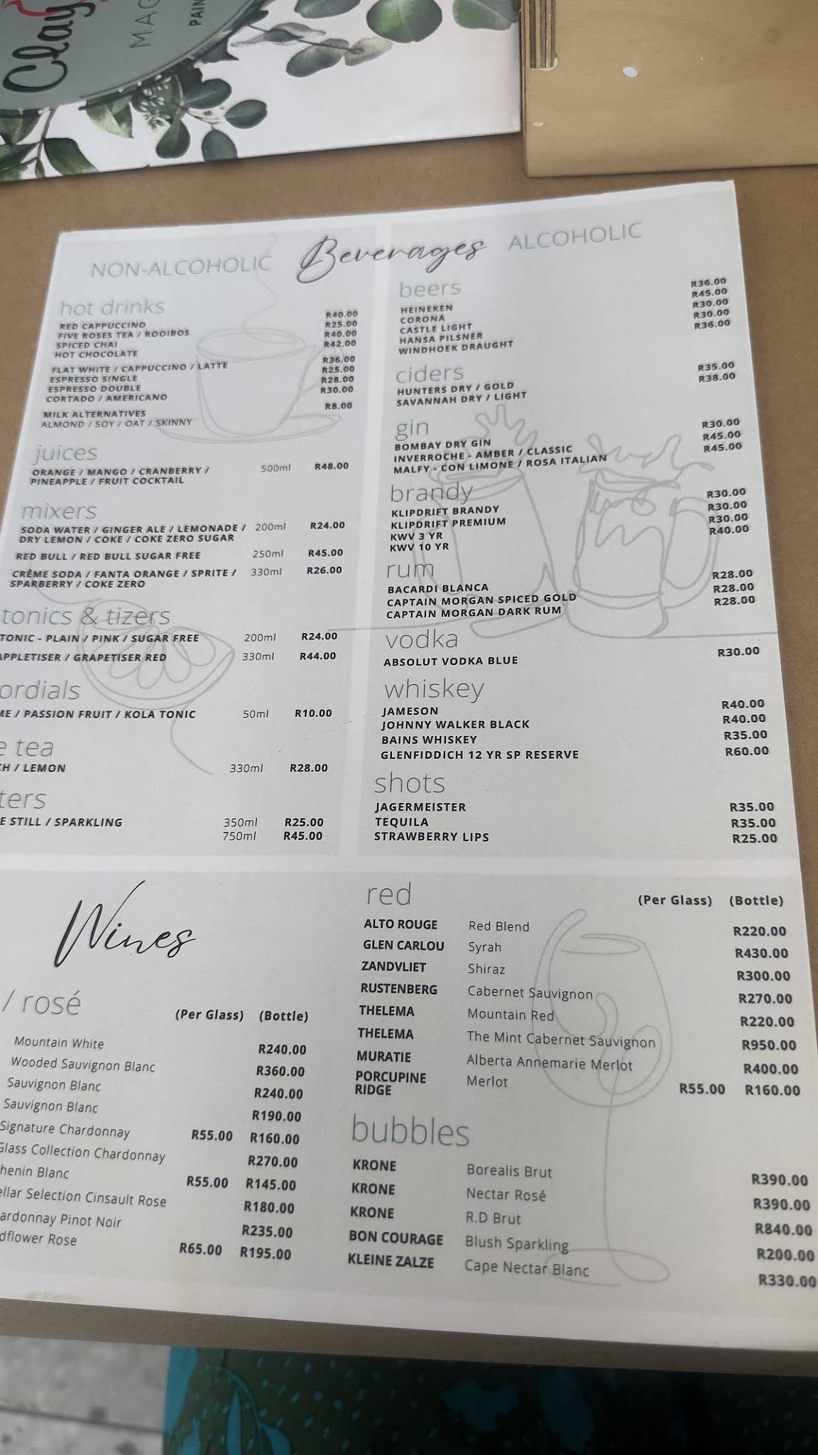 Menu at Clay Café @ Maggies Farm restaurant, Lanseria