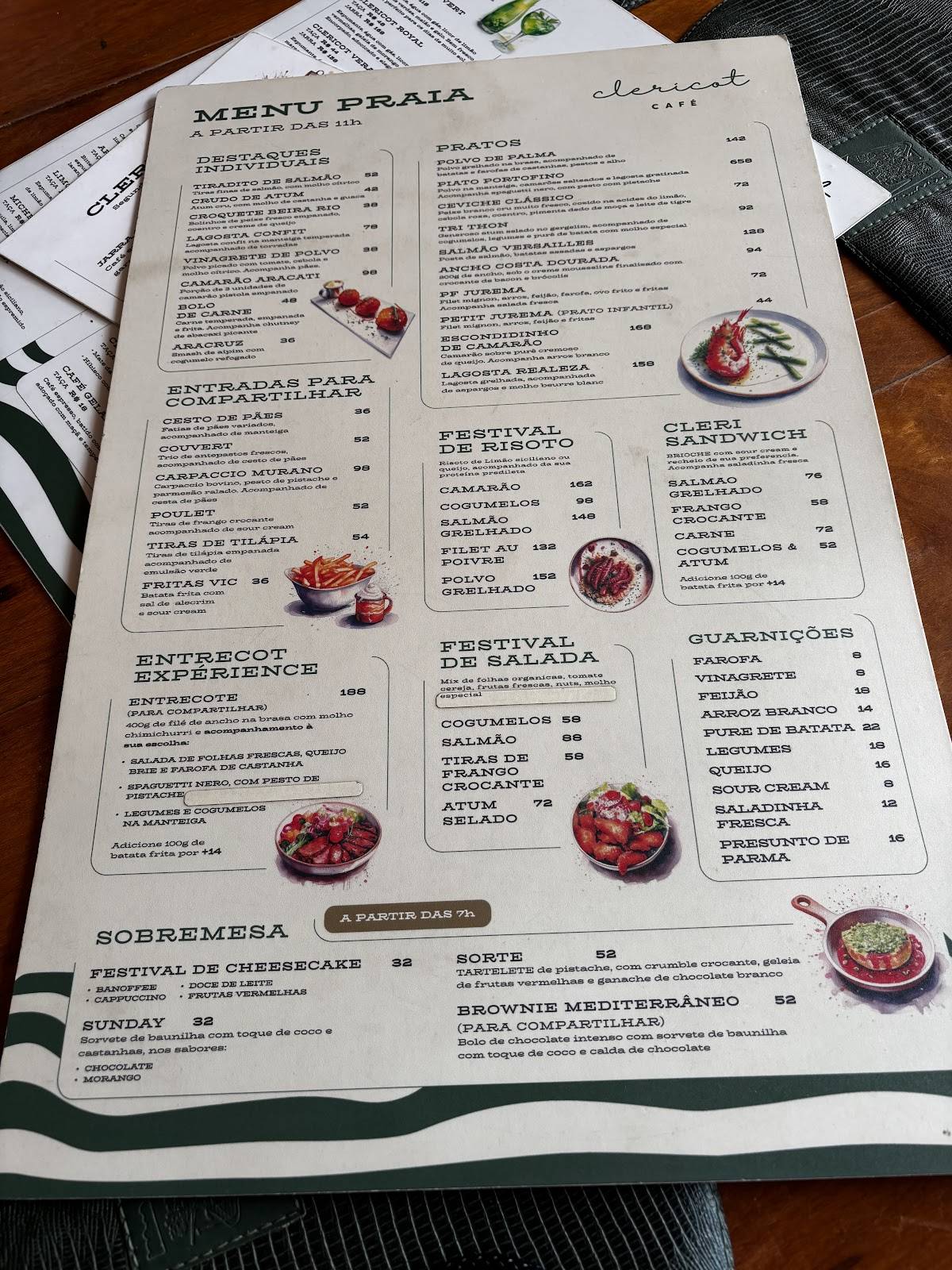 Menu em Clericot Café, Vitoria