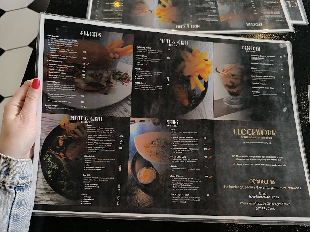 Menu at Clockwork - Restaurant & Coffee Roasters, Centurion