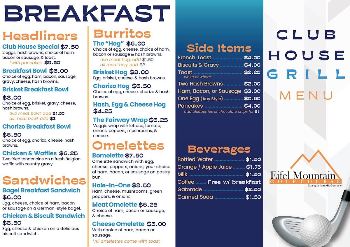 Speisekarte von Club House Grill, Spangdahlem