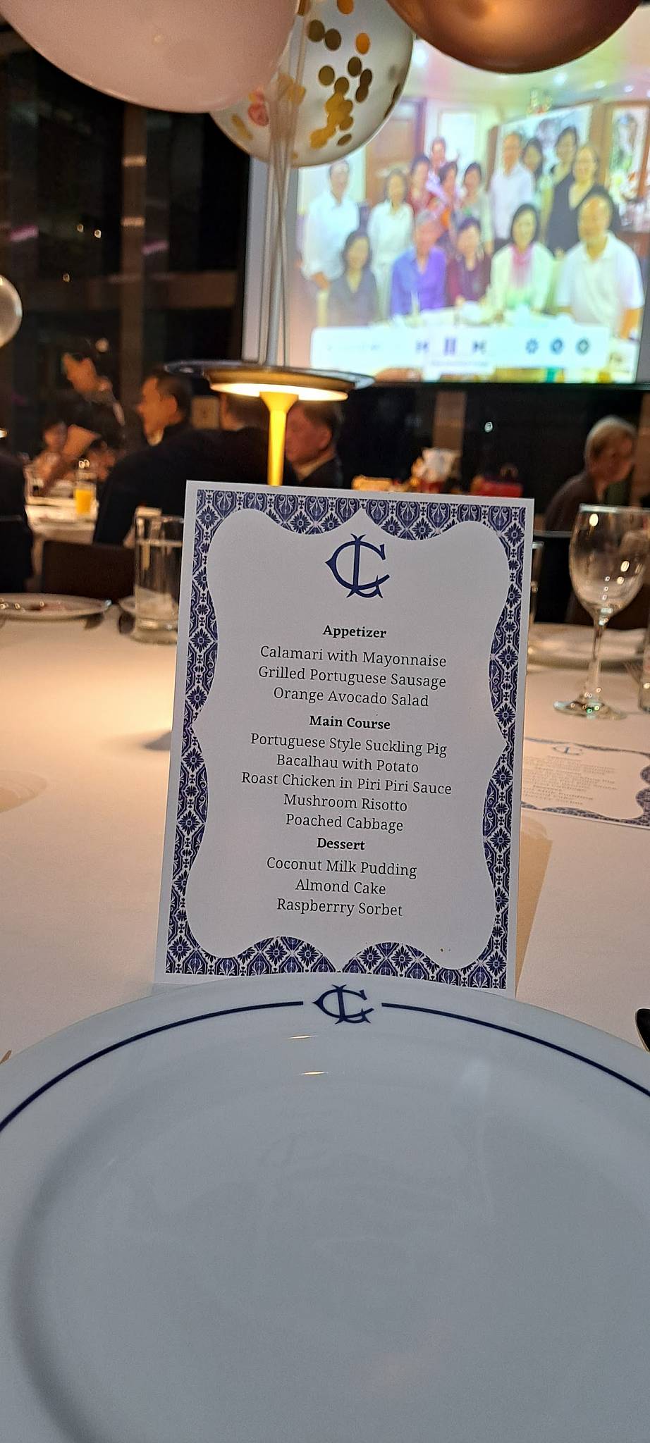 Menu at Club Lusitano, Hong Kong