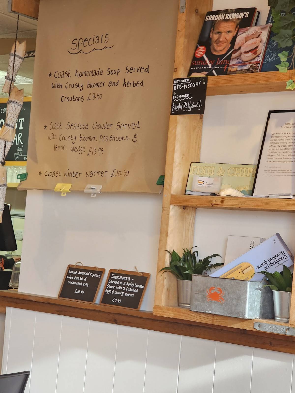 Menu at Coast Cafe Bar, Seaton