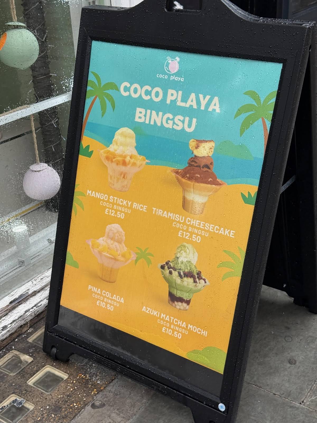 Menu at Coco Playa desserts, London