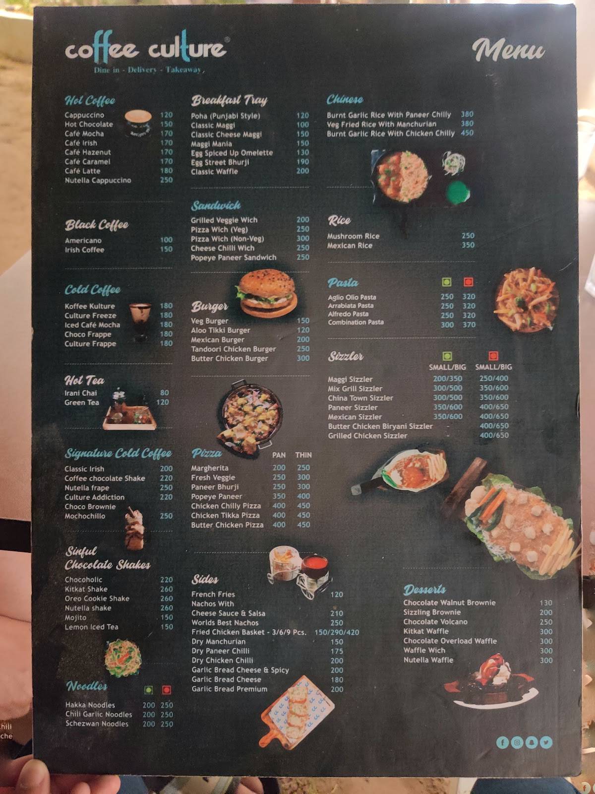 Menu at Coffee Culture, Hisar