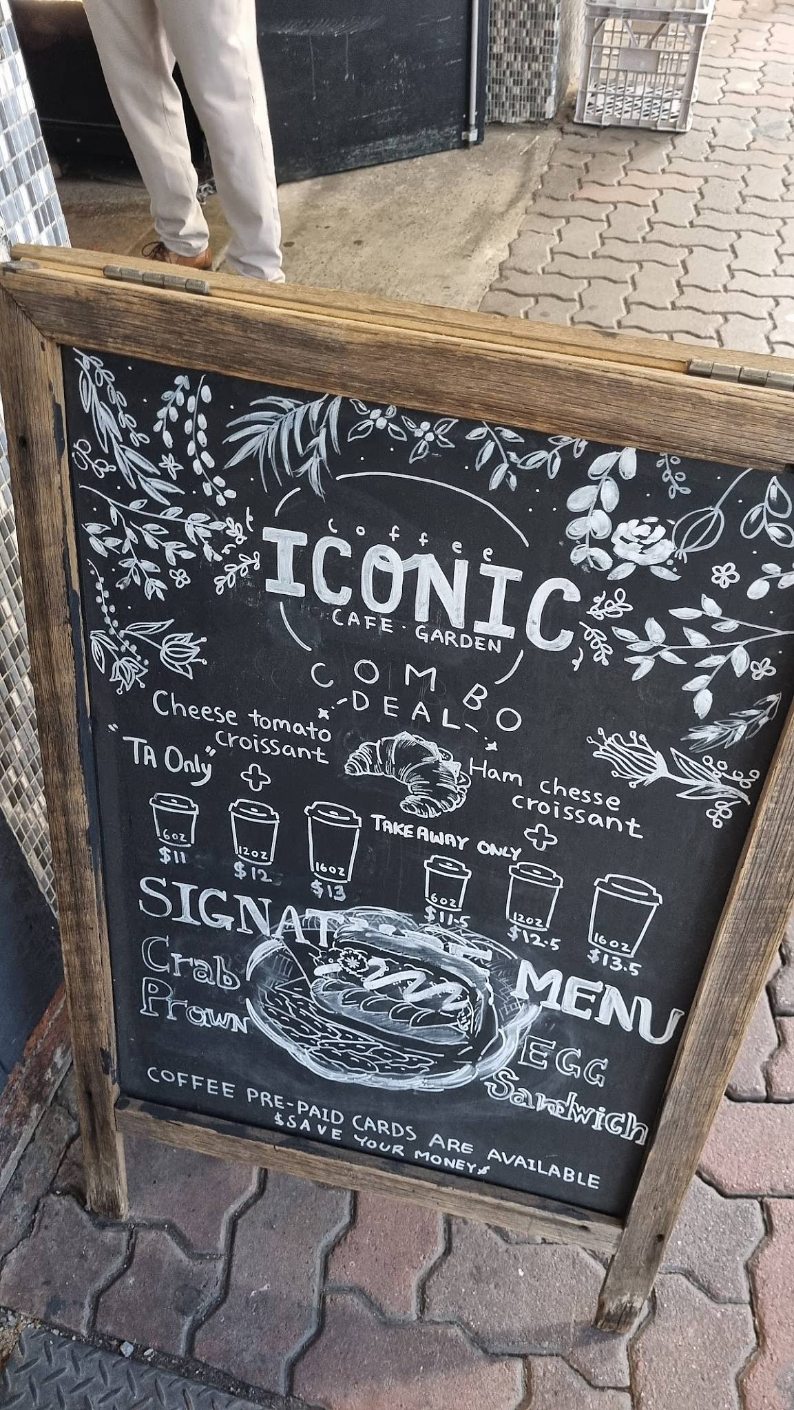 Menu at Coffee Iconic cafe, Brisbane City
