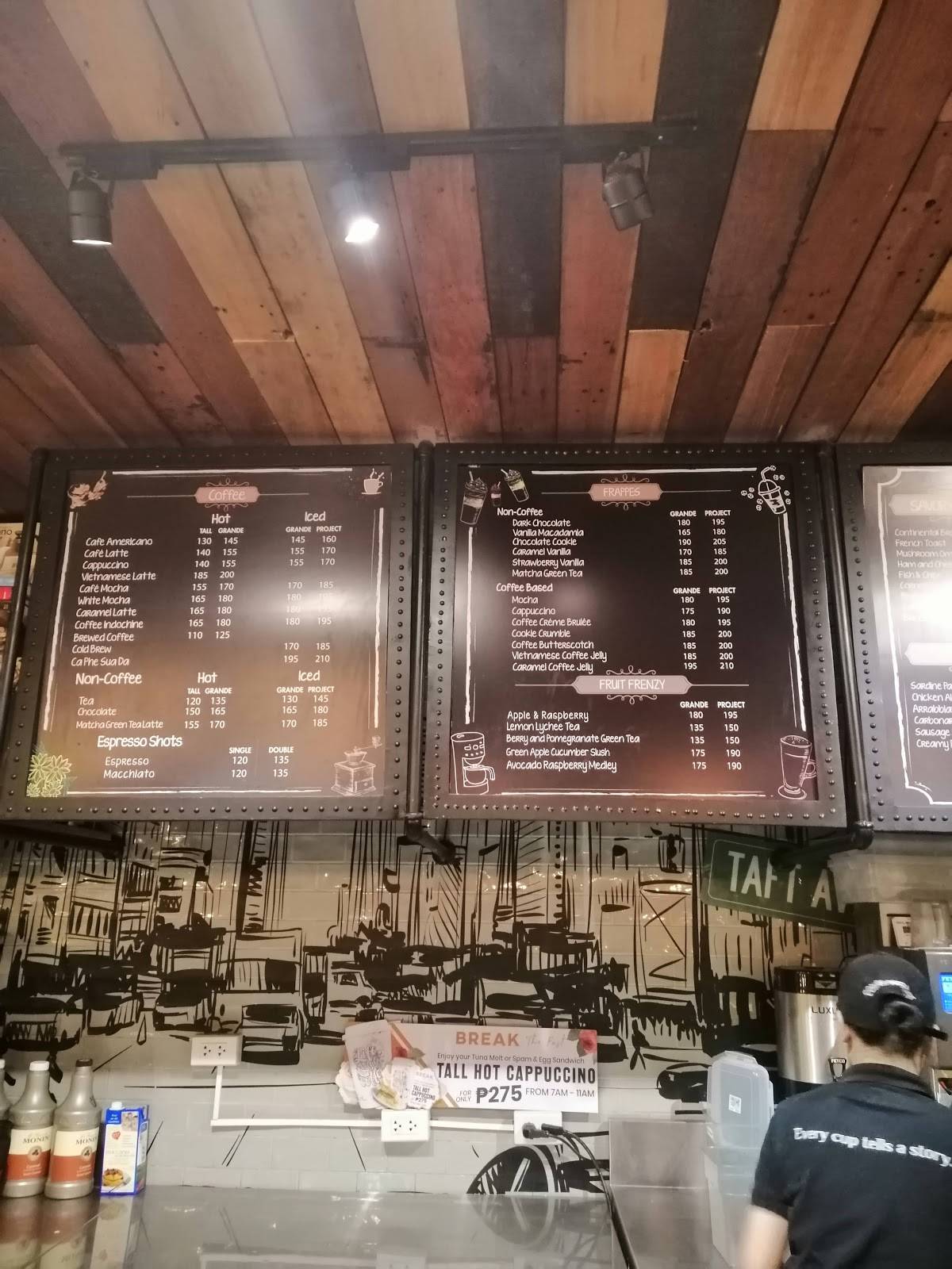 Carta del café Coffee Project co-lab, Manila, 2587 Taft Ave