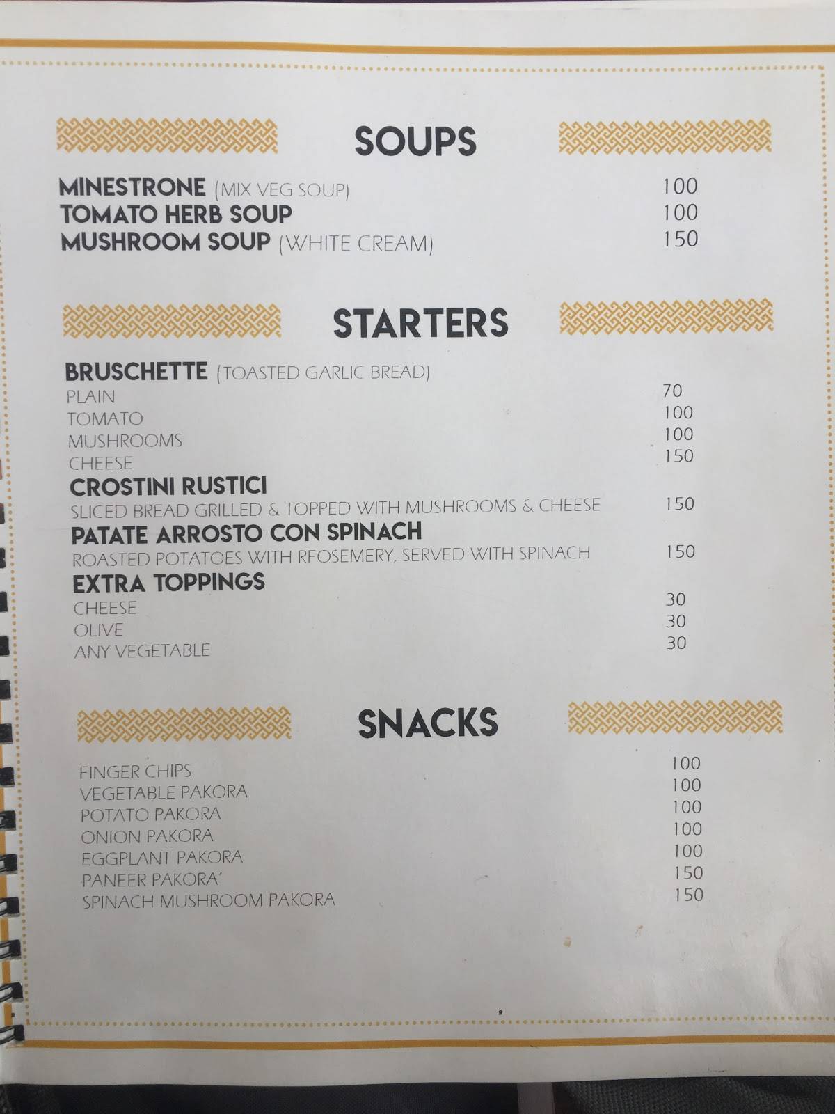 Menu at Coffee Temple, Pushkar