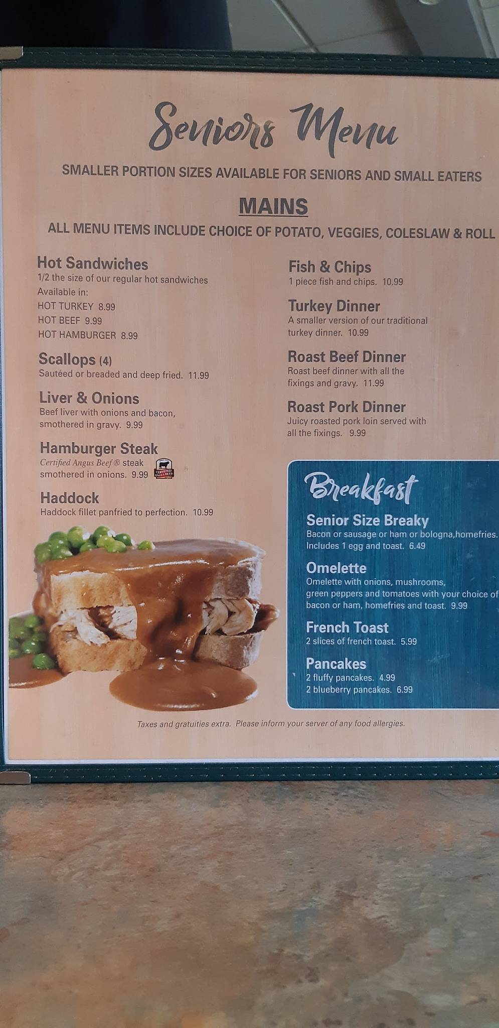 Menu at Callister's Country Kitchen restaurant, Coldbrook