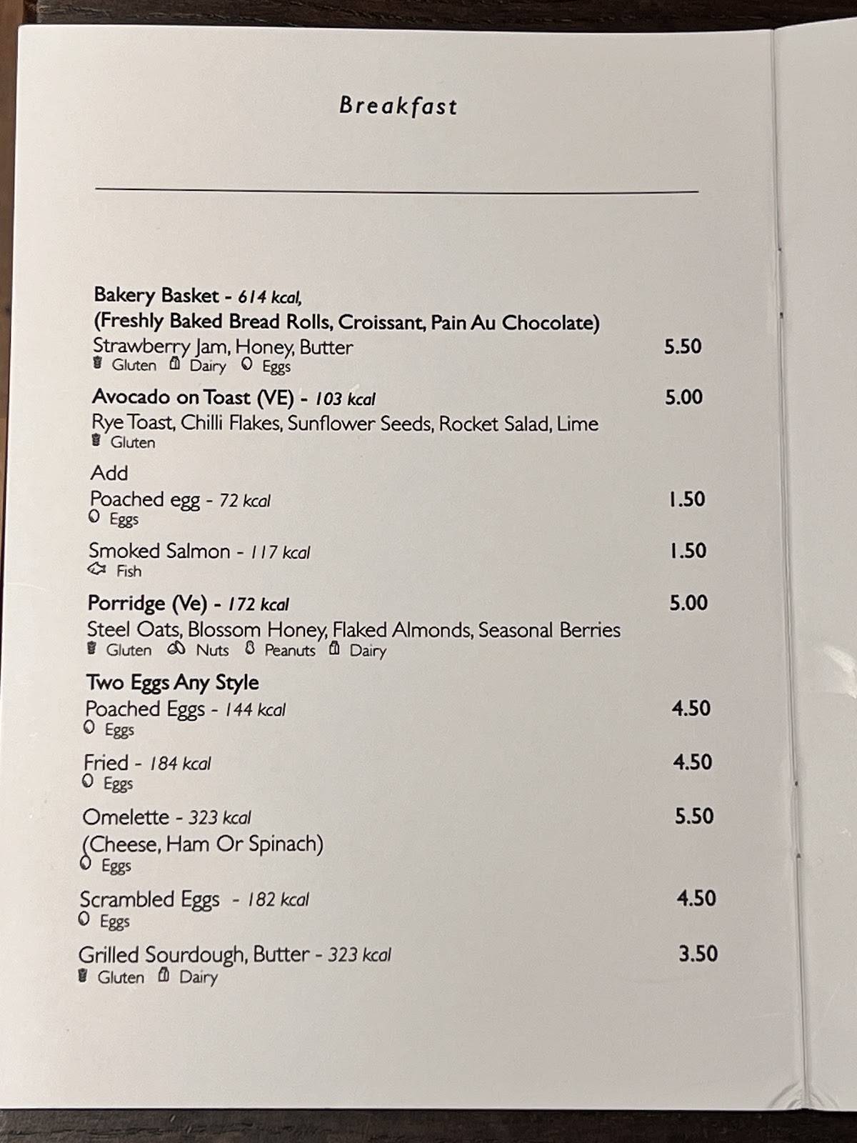 Menu at Collage Restaurant at Radisson Blu, Birmingham