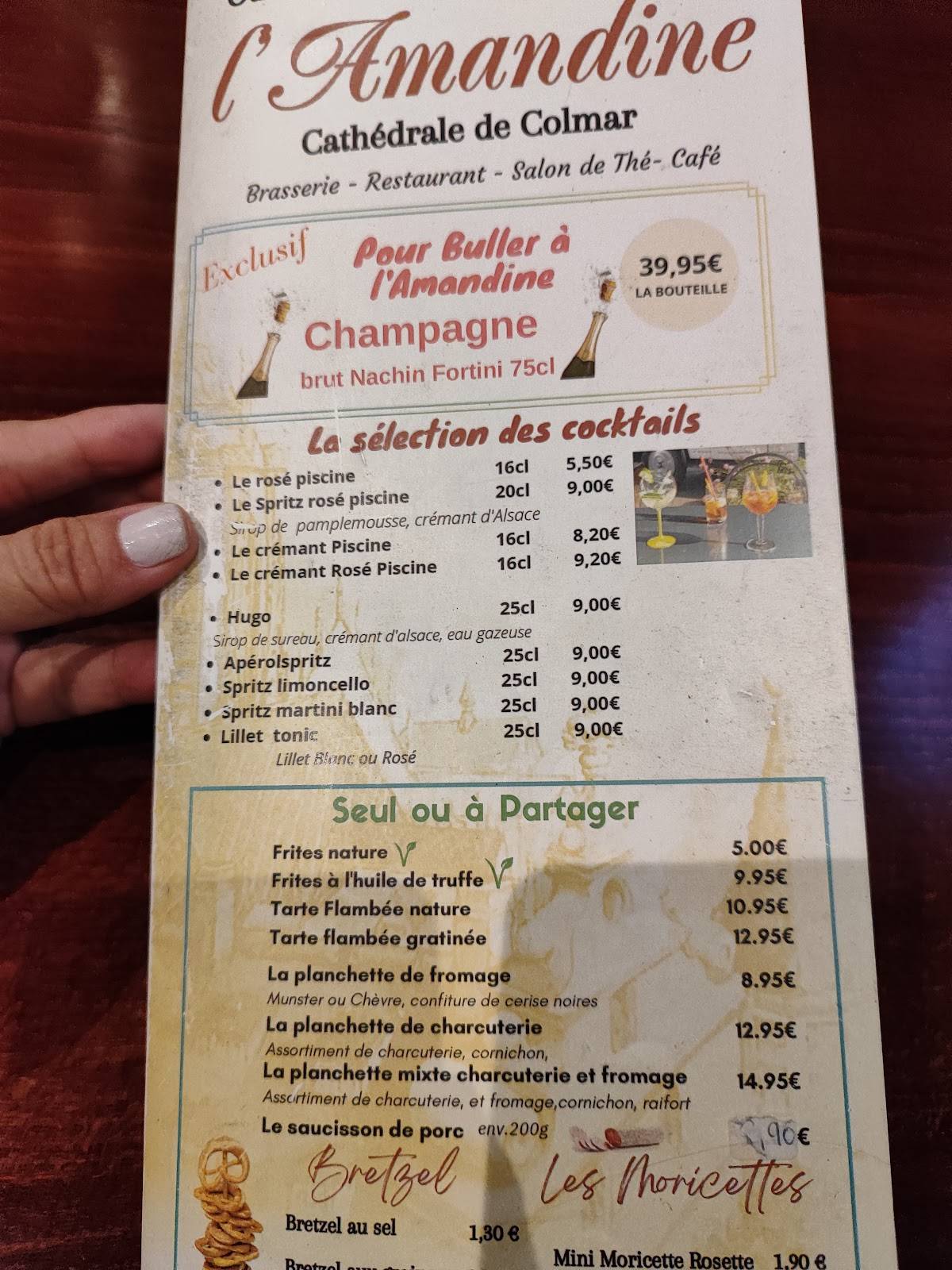 Menu au L'Amandine restaurant, Colmar