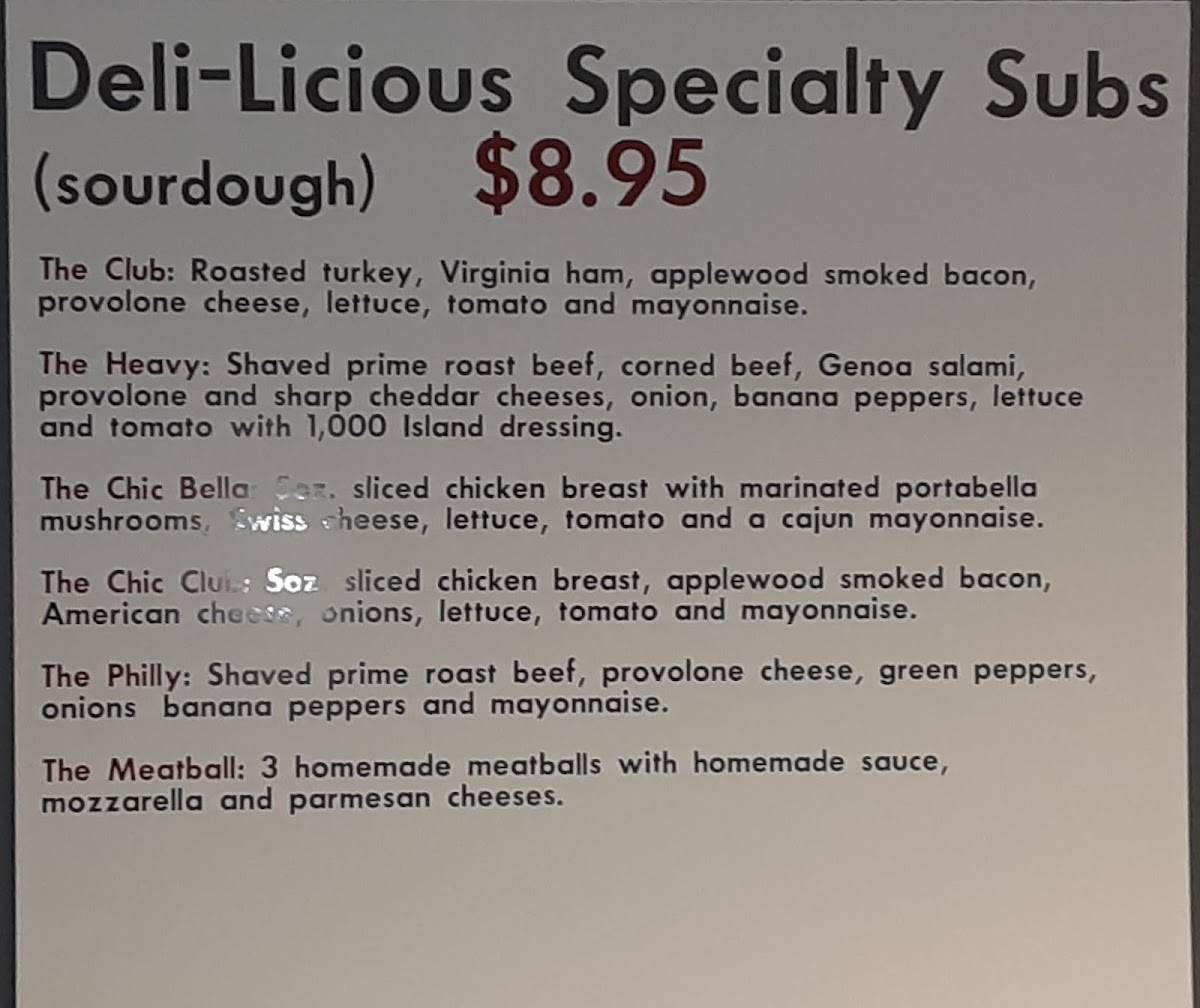 Menu at Deli-Licious restaurant, Columbus, 141 N High St