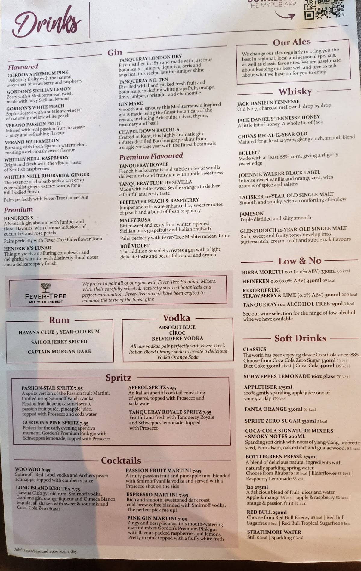 Menu at Command House pub & bar, Chatham
