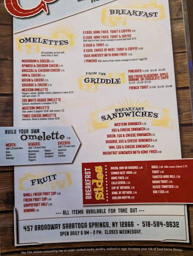 Menu at Compton's Restaurant, Saratoga Springs