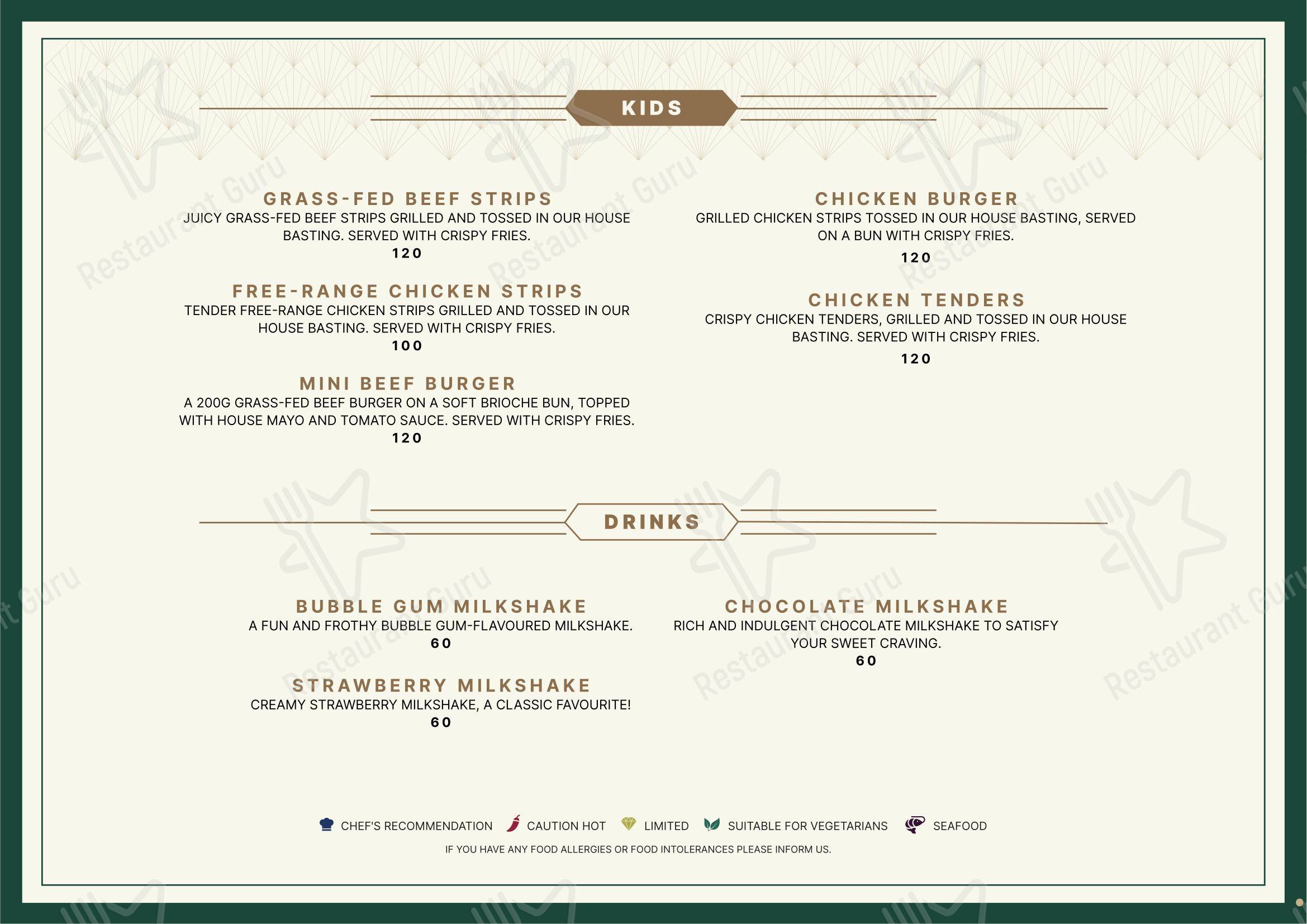 Menu at Conscious Carnivores restaurant, Cape Town
