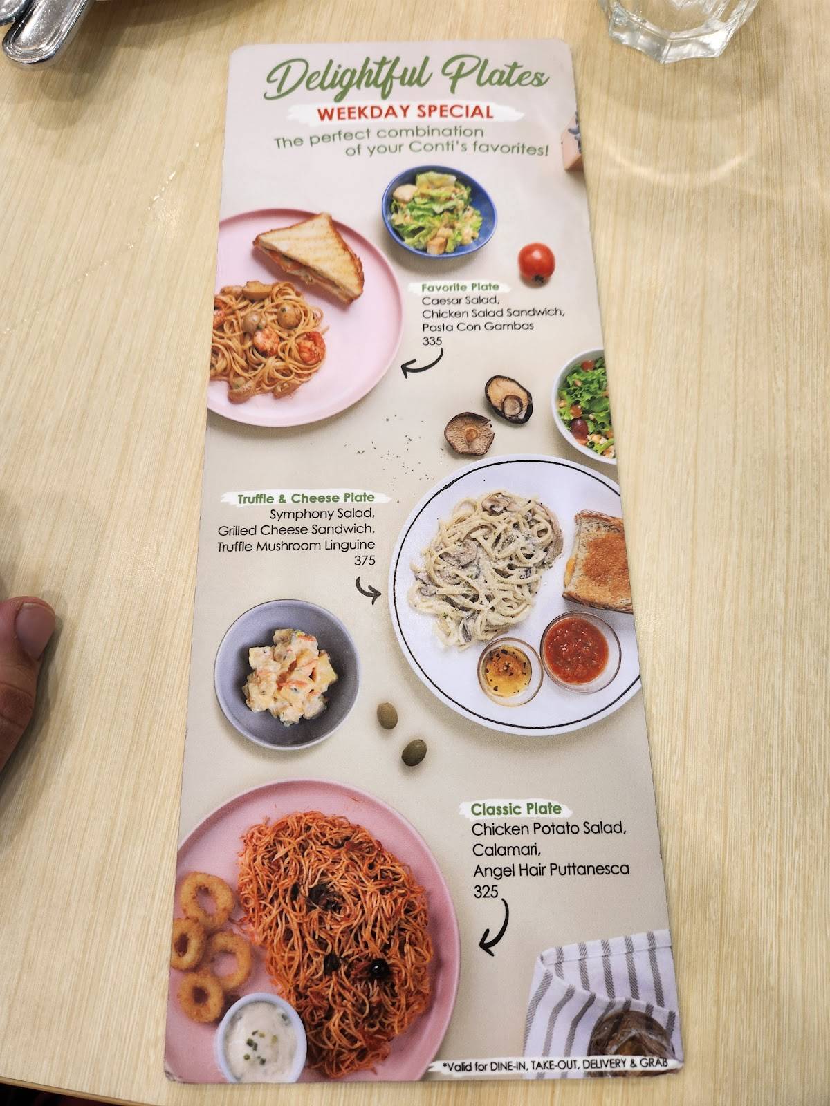 Menu at Conti's Bakeshop and Restaurant, Quezon City, The Block