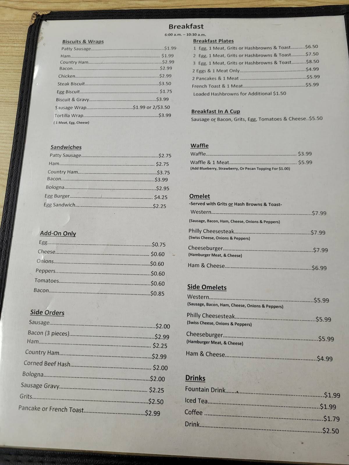 Menu at Papa's Grill & Convenience restaurant, Conway