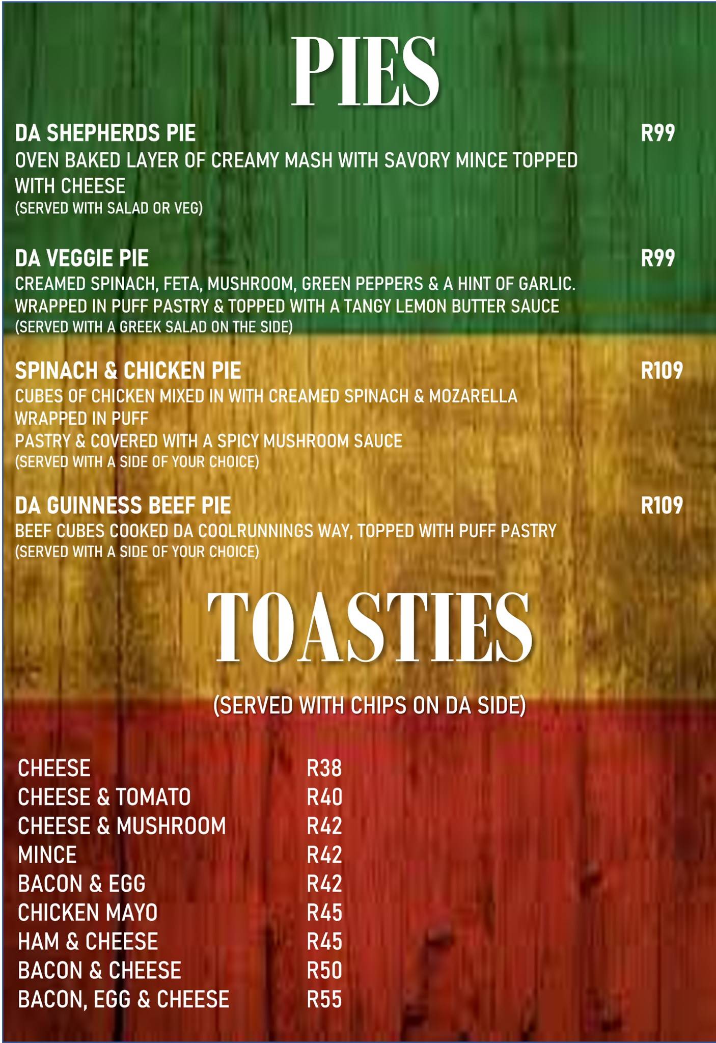 Menu at Cool Runnings Pub & Grill, Centurion