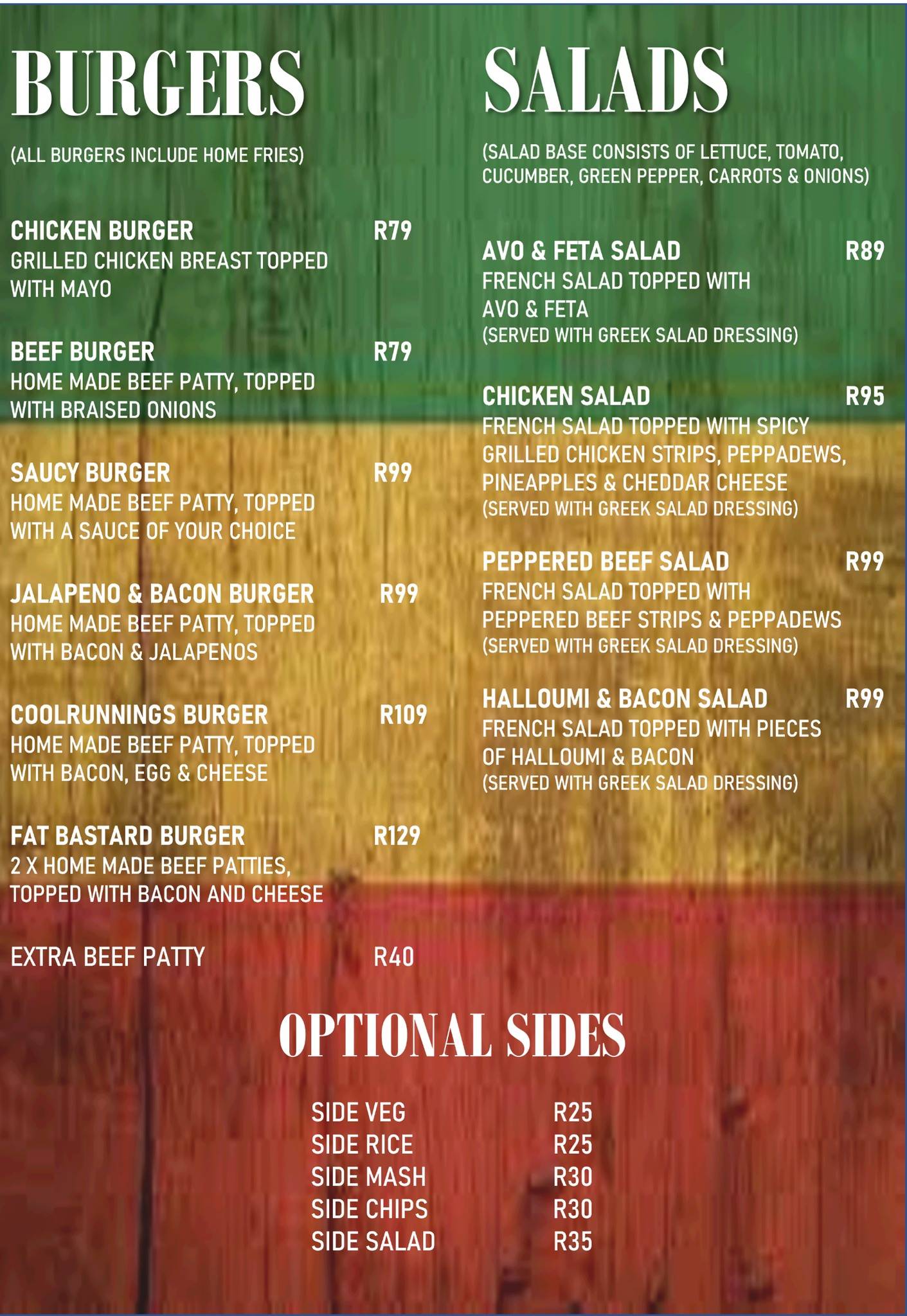 Menu at Cool Runnings Pub & Grill, Centurion