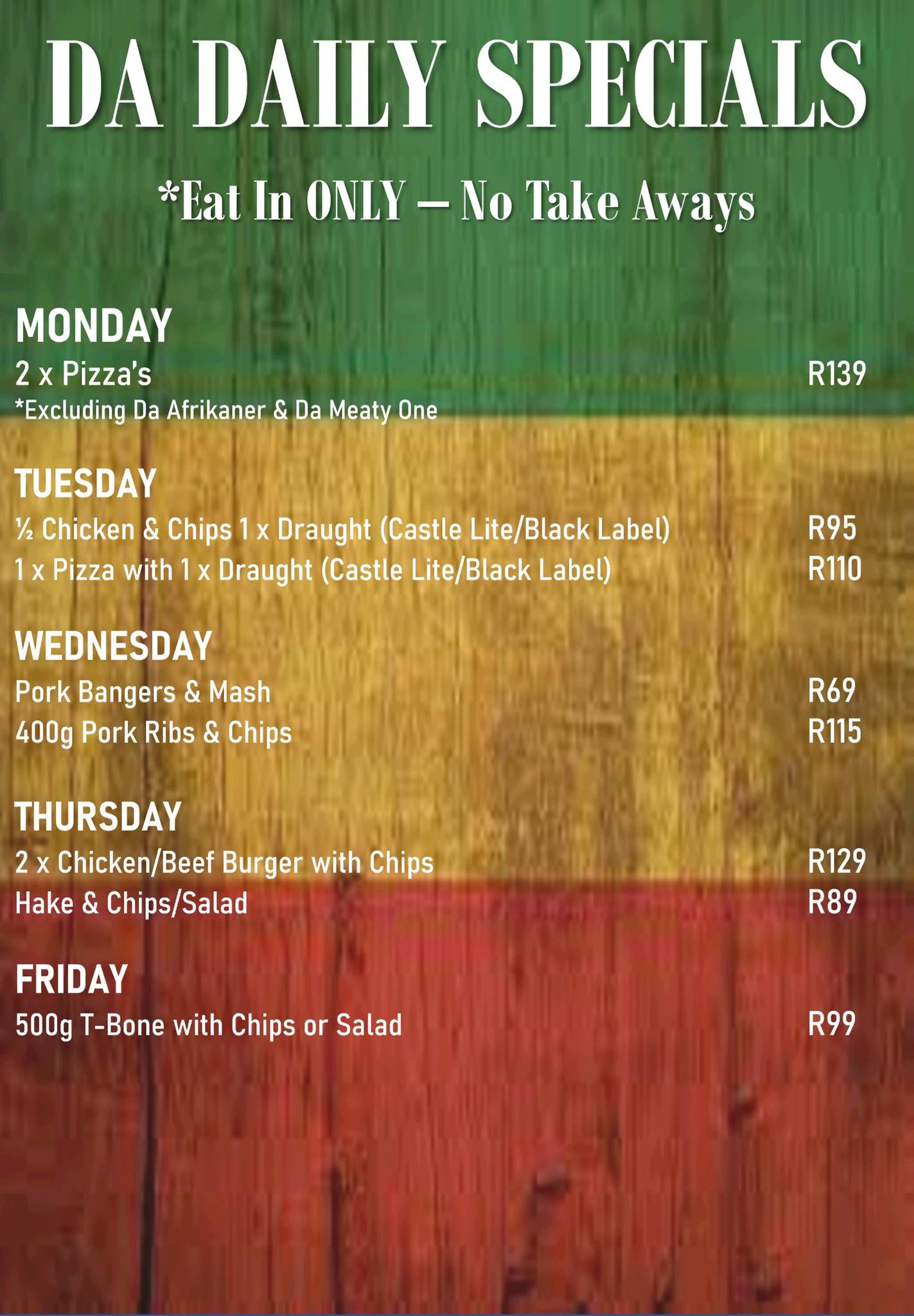 Menu at Cool Runnings Pub & Grill, Centurion